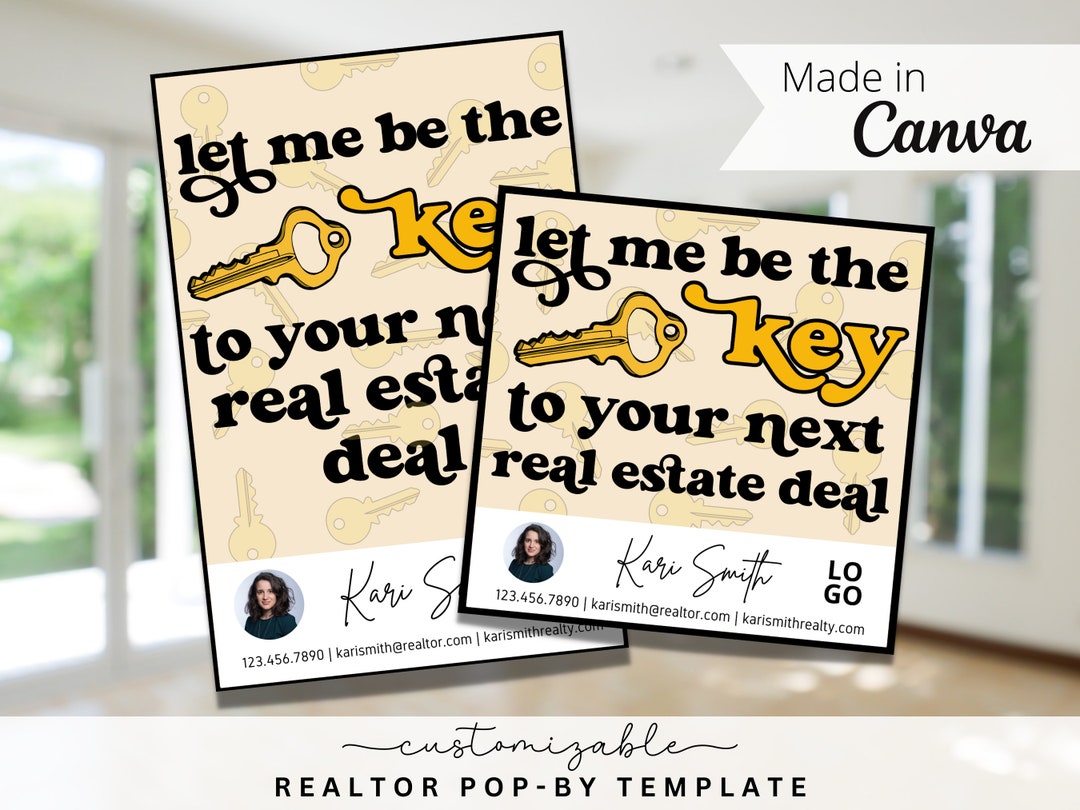 Key Themed Pop-by Tags, EDITABLE TEMPLATE, Realtor, Referral, Real ...