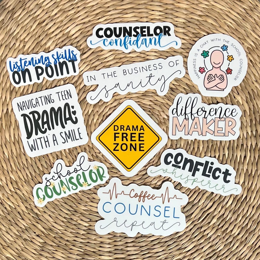 School Counselor 10-sticker Pack, White or Clear, Decals, Vinyl ...