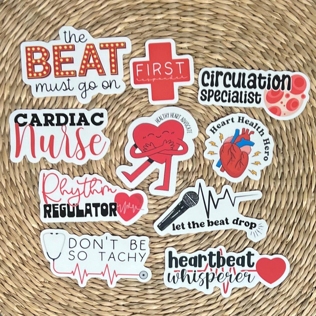 Cardiac Nurse or Doctor 10-sticker Pack, Laptop Stickers, Occupation ...
