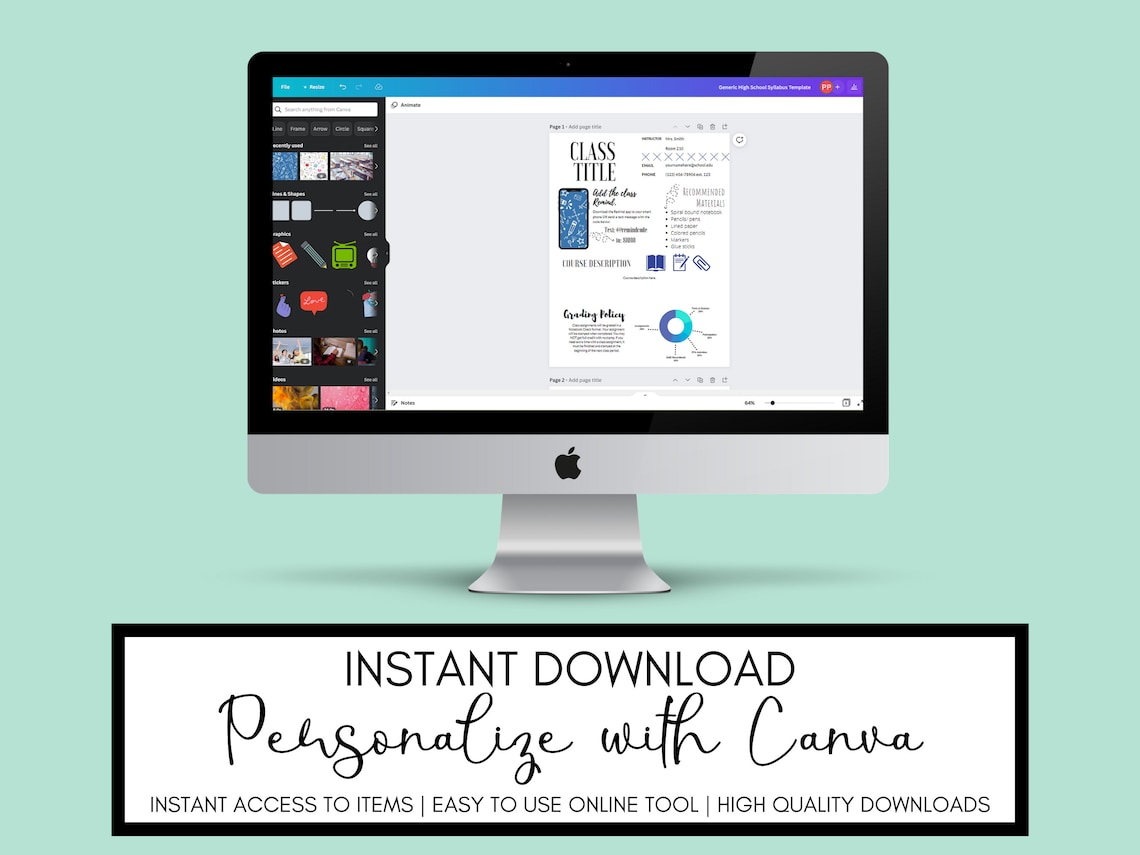 Editable Class Syllabus High School Back to School - Etsy