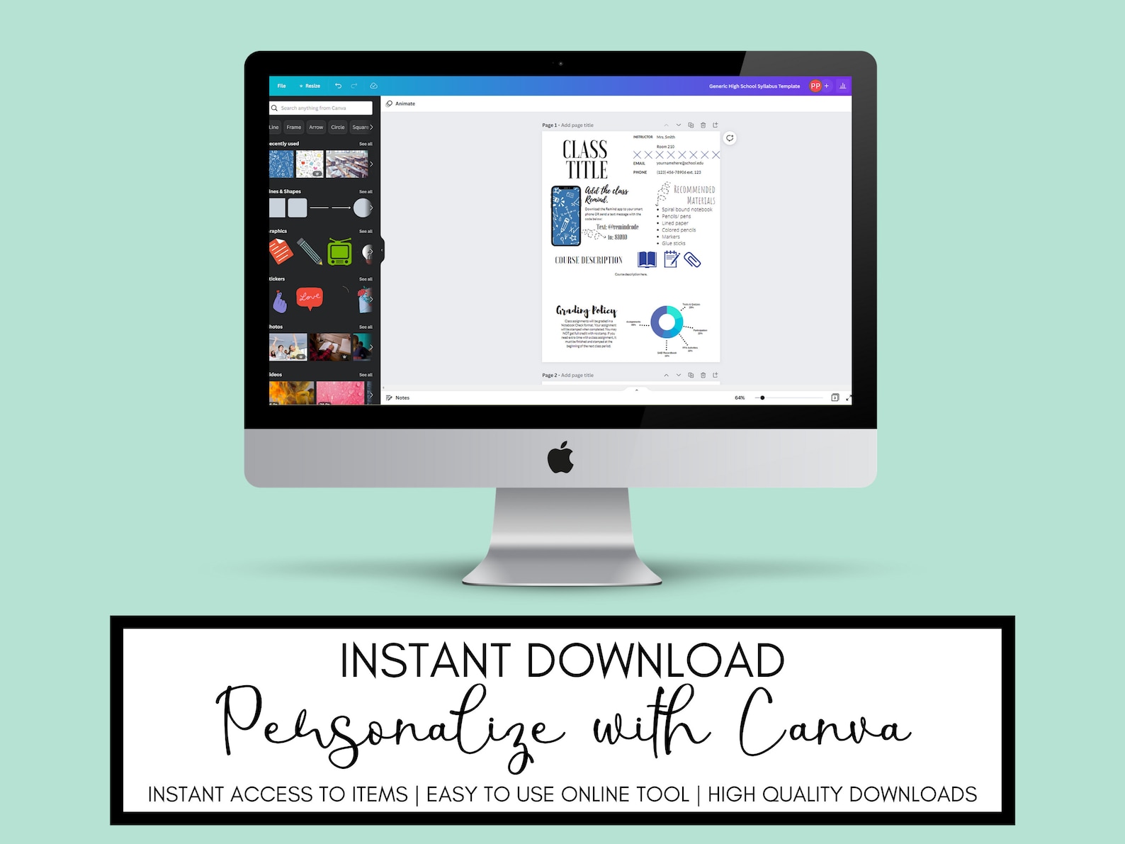 Editable Class Syllabus High School Back to School EDITABLE - Etsy