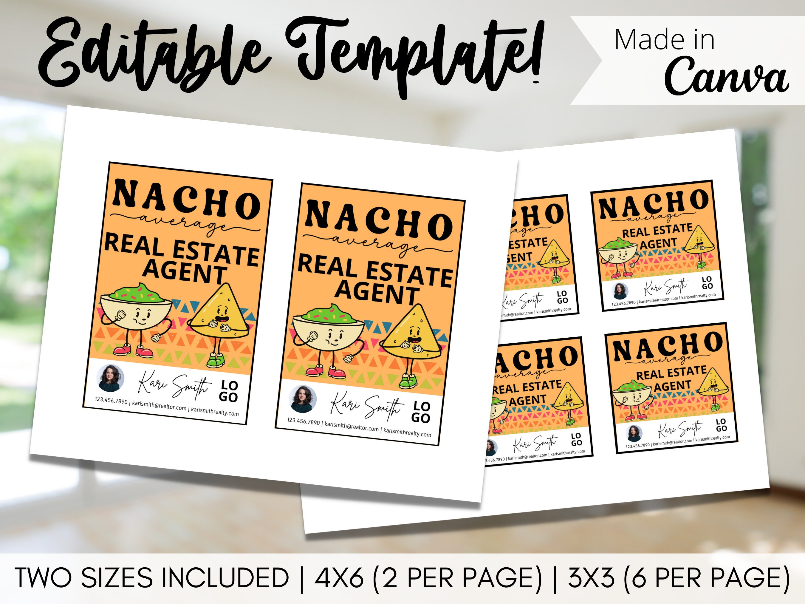 Nacho Themed Pop-by Tags, EDITABLE TEMPLATE, Realtor, Referral, Real ...