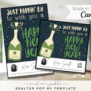 New Year Pop-by Tags, EDITABLE TEMPLATE, Realtor, Real Estate Marketing ...