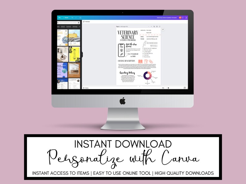 Editable Class Syllabus, Veterinary Science, Back to School, EDITABLE ...