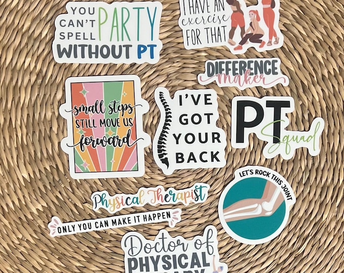 5-50 Pack Physical Therapy Stickers for Laptops, Skateboards, Phones ...