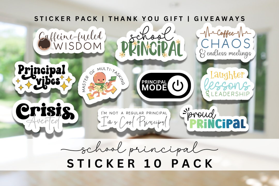 School Principal Stickers 10 Pack, White or Clear, Decals, Vinyl ...