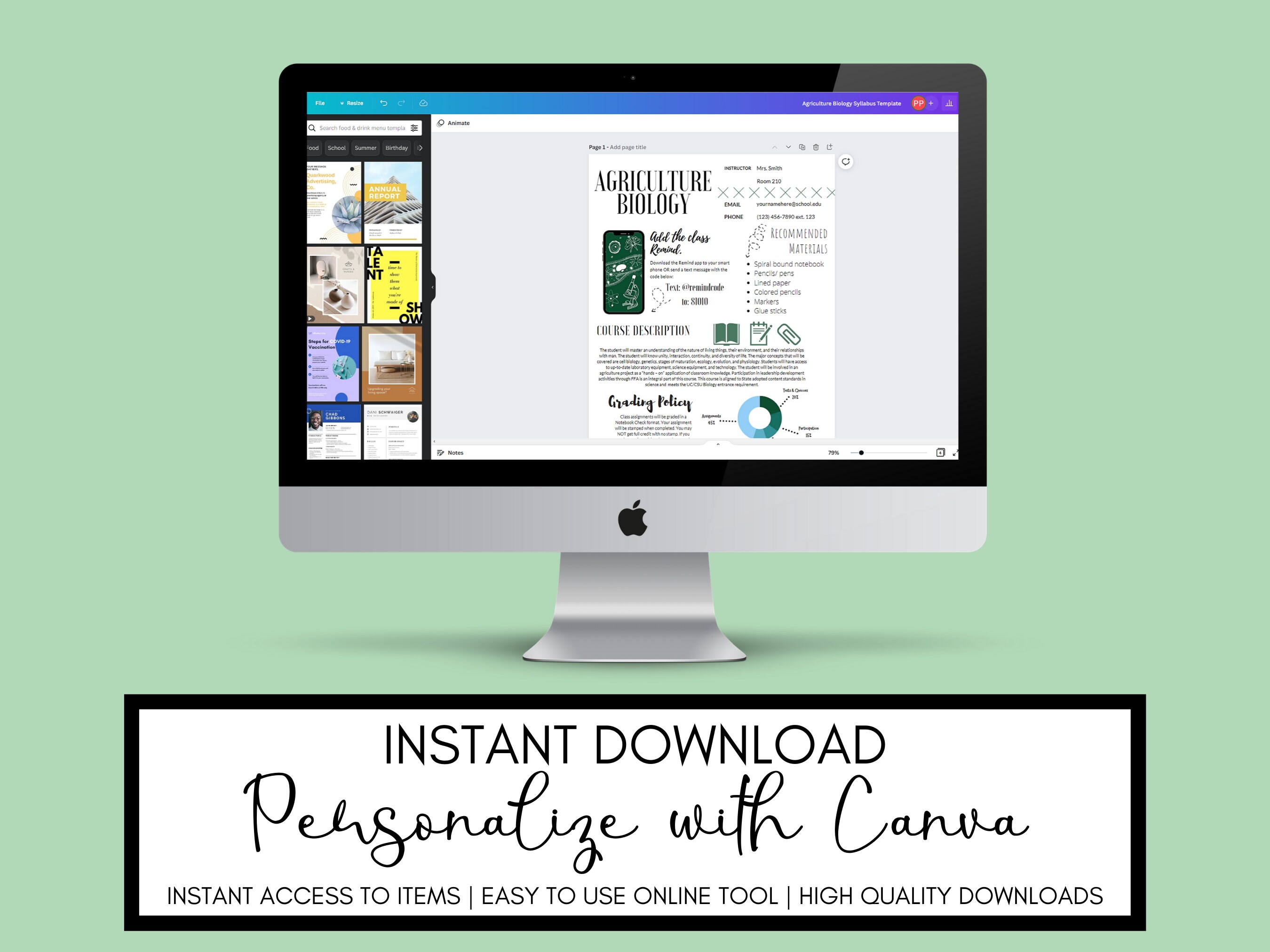 Editable Class Syllabus, Agriculture Biology, Back to School, EDITABLE ...