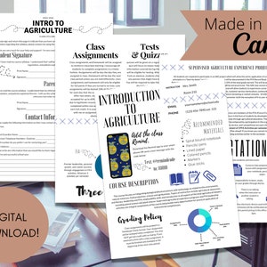 Editable Class Syllabus, Introduction to Ag, Back to School, EDITABLE ...
