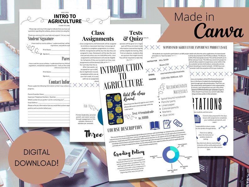 Editable Class Syllabus Introduction to Ag Back to School - Etsy