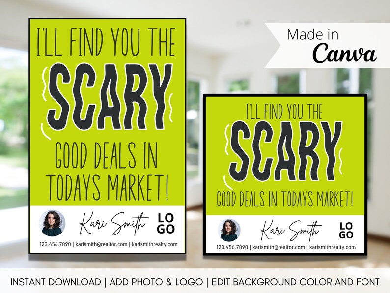 Scary Deals Pop-by Tags, EDITABLE TEMPLATE, Realtor, Referral, Real ...