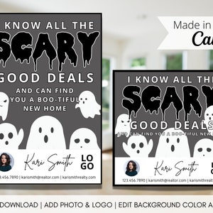 Scary Good Ghost Themed Pop-by Tags, EDITABLE TEMPLATE, Realtor ...