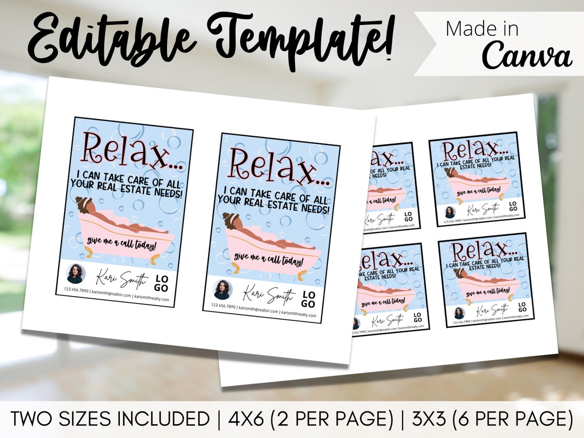 Bubble Bath Pop-by Tags, EDITABLE TEMPLATE, Realtor, Referral, Real ...