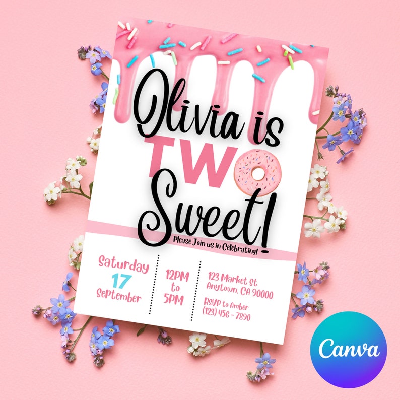 Two Sweet Invitation Instant Download Dessert Themed Girls - Etsy