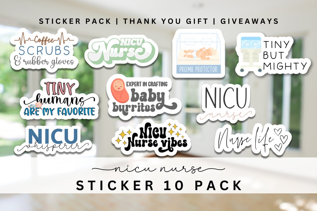 NICU Nurse Sticker Pack, Decals, Vinyl Stickers, Laptop Stickers, RN ...