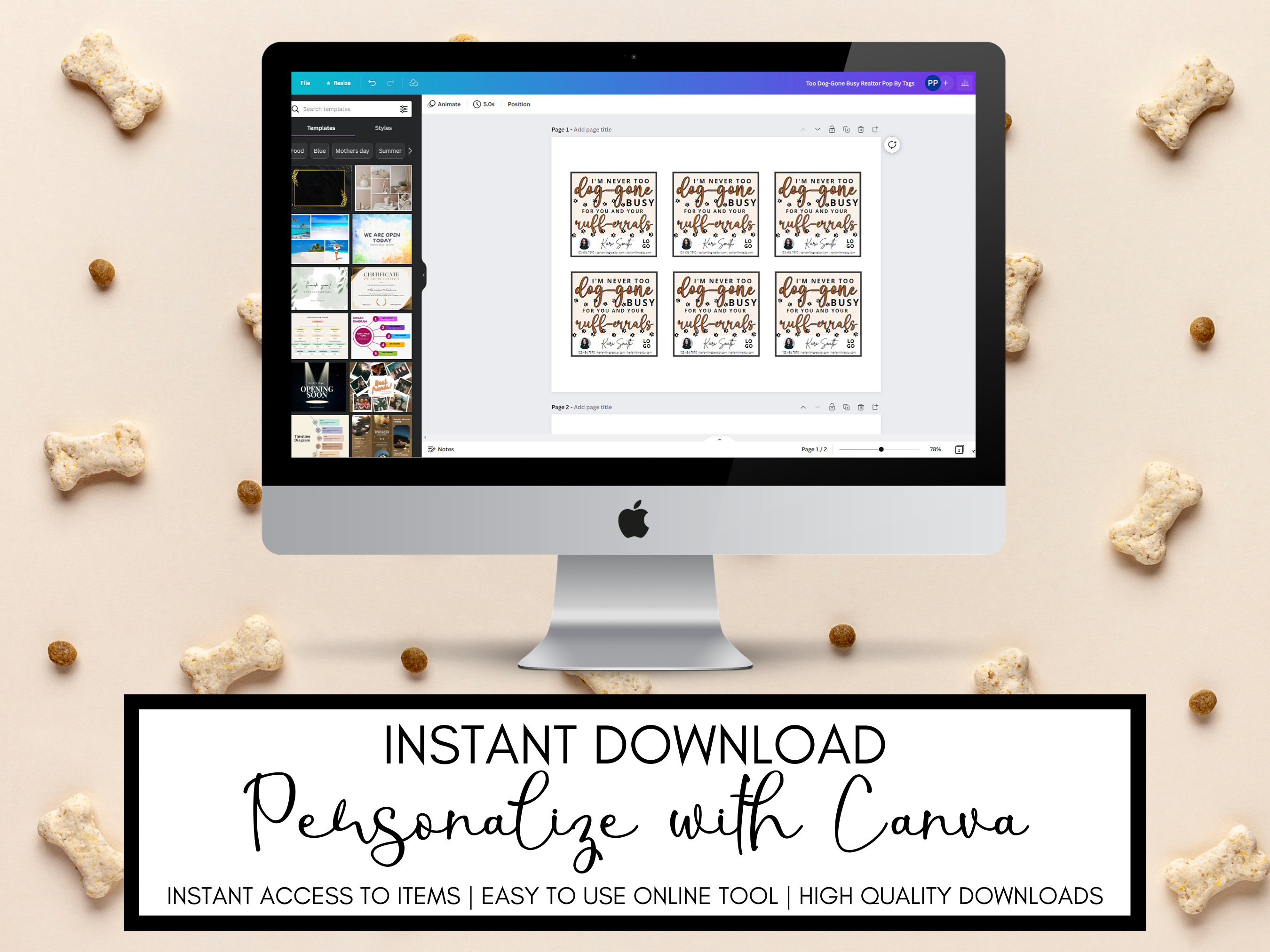 Dog Themed Pop-by Tags Pet Themed Gift Tag EDITABLE - Etsy