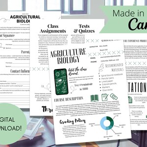 Editable Class Syllabus, Agriculture Biology, Back to School, EDITABLE ...