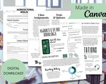 Editable Class Syllabus, Veterinary Science, Back to School, EDITABLE ...