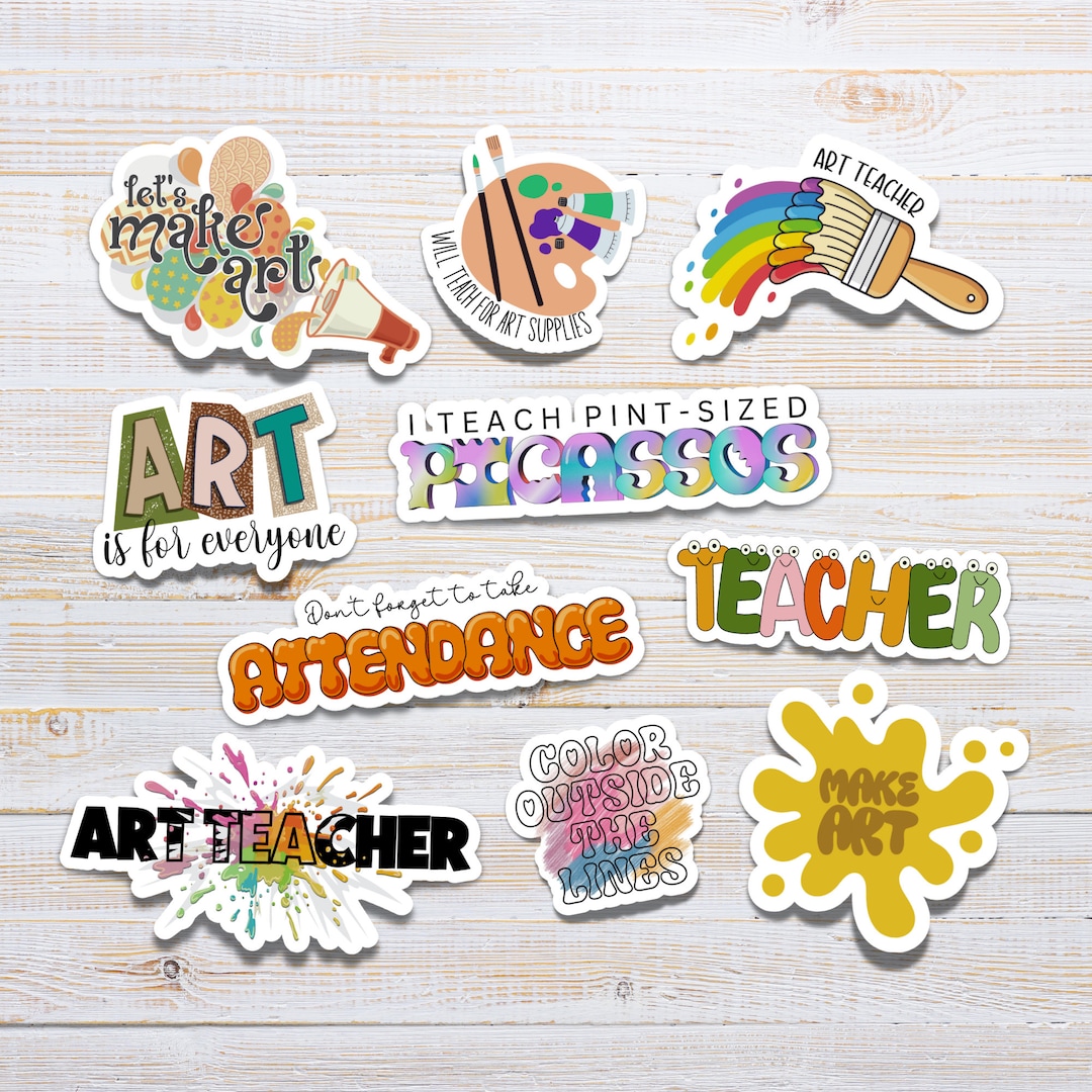 Art Teacher Stickers 10 Pack, White or Clear, Decals, Stickers, Laptop ...