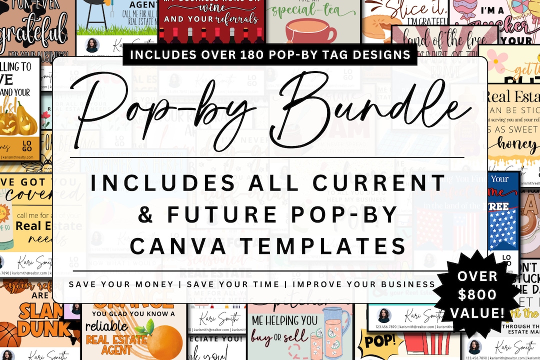 Pop-by Tags BUNDLE, All Pop-by Tags in Entire Shop, EDITABLE TEMPLATE ...