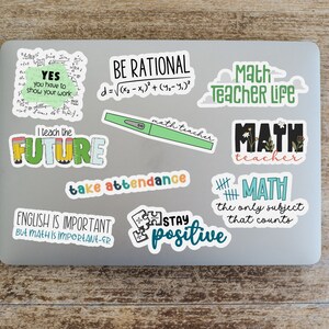 Math Teacher Stickers 10 Pack, White or Clear, Teacher Decals, Vinyl ...
