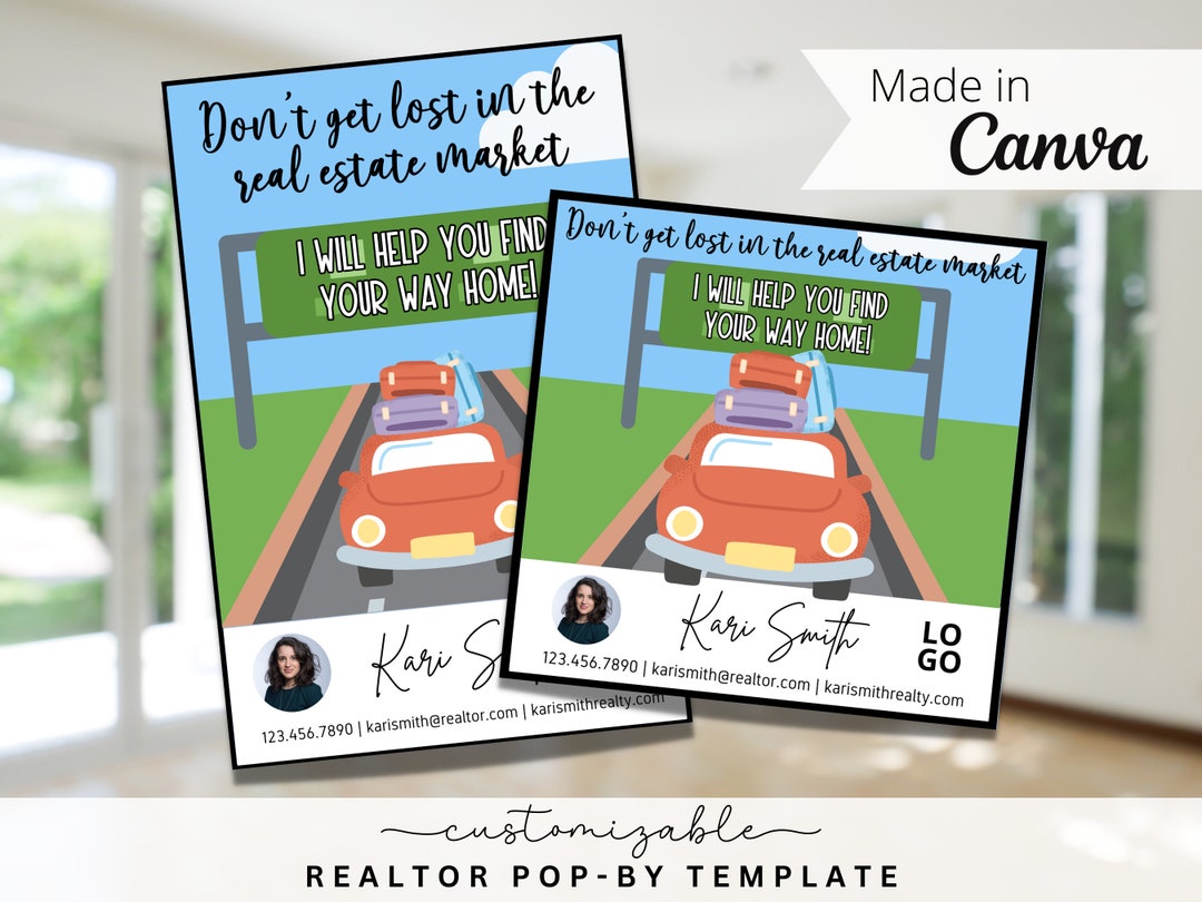 Road Trip Pop-by Tags, EDITABLE TEMPLATE, Realtor, Referral, Real ...