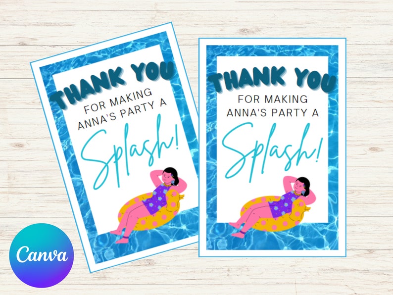 Pool Party Birthday Thank You Tags Pool Themed Kids Birthday - Etsy