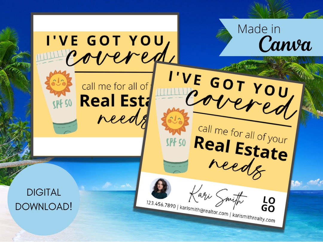 Sunscreen Summer Themed Pop-by Tags EDITABLE TEMPLATE - Etsy