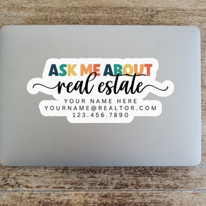 PERSONALIZED Real Estate Sticker, Real Estate Decal, Vinyl Sticker ...
