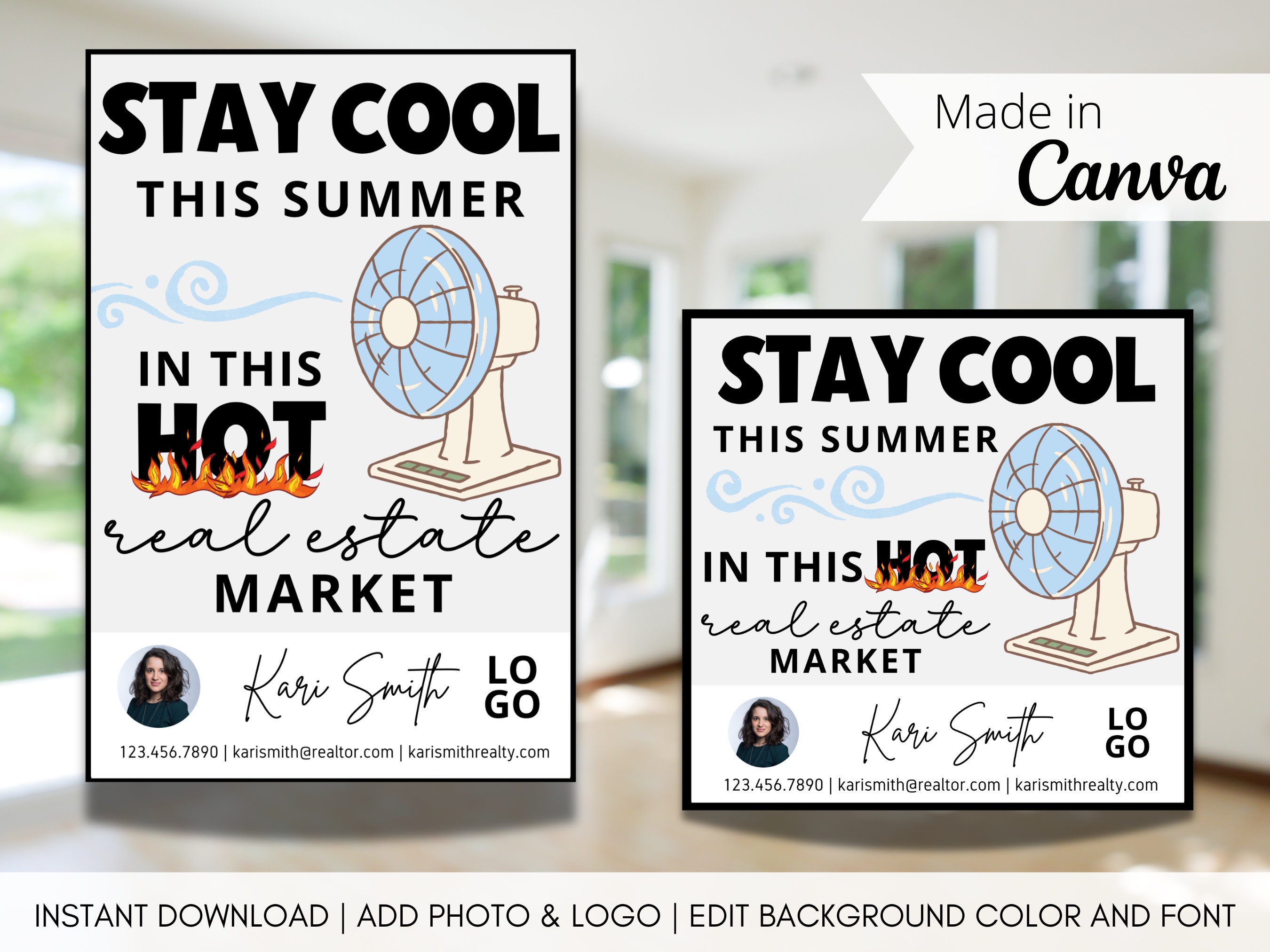 Stay Cool Summer Themed Pop-by Tags, EDITABLE TEMPLATE, Realtor ...