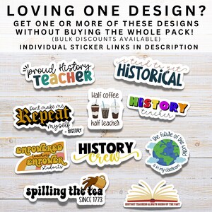 History Teacher 10-sticker Pack, White or Clear, Decals, Vinyl Stickers ...