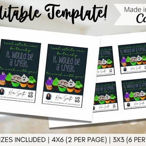 Spooky Cupcake Pop-by Tags, EDITABLE TEMPLATE, Realtor, Referral, Real ...
