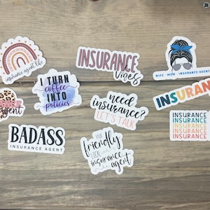 Insurance 10-sticker Pack, White or Clear, Insurance Agent Decals ...