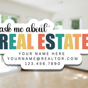 PERSONALIZED Ask Me About Real Estate Sticker, Real Estate Decal, Vinyl ...