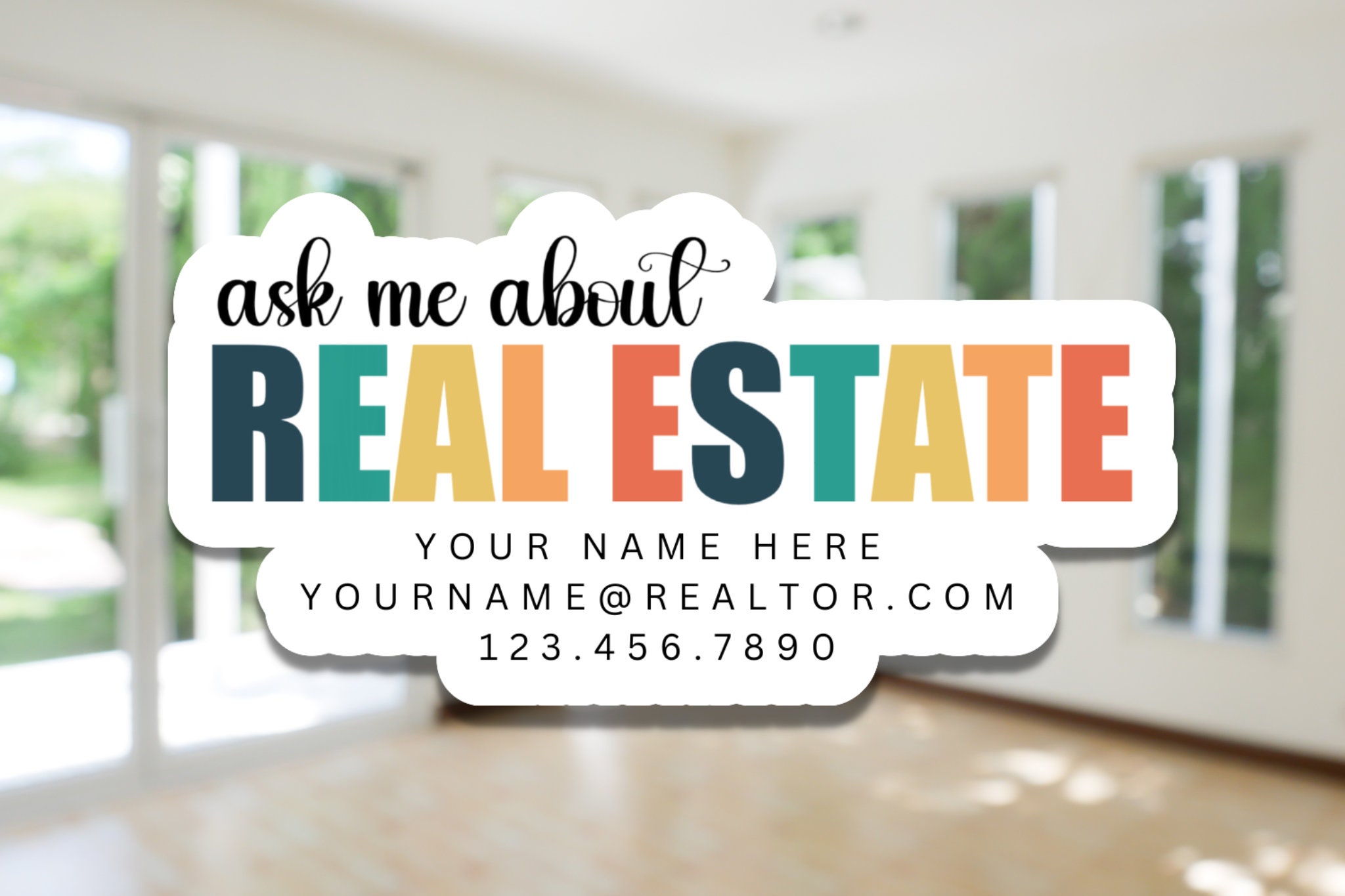 PERSONALIZED Ask Me About Real Estate Sticker, Real Estate Decal, Vinyl ...