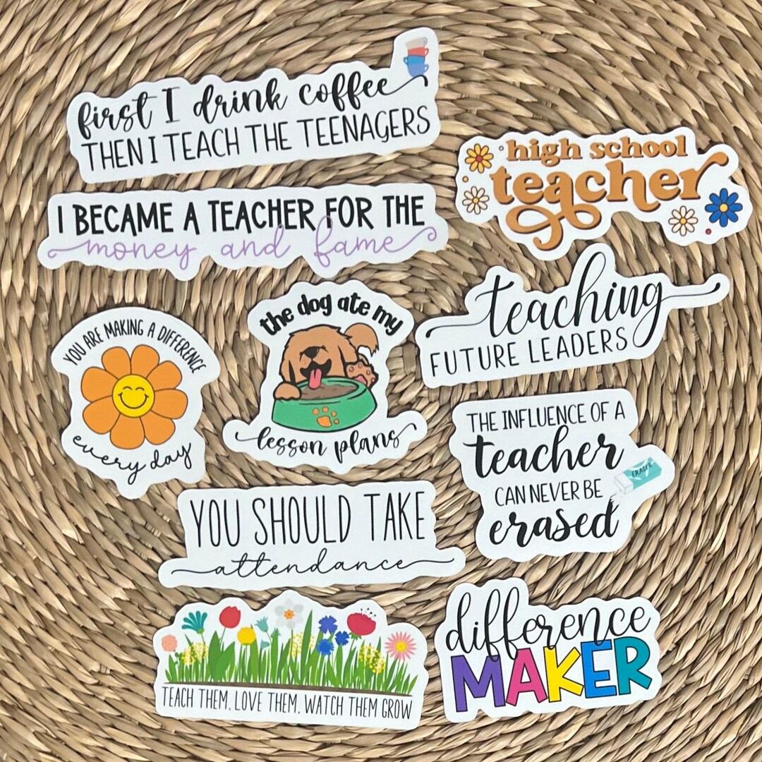 High School Teacher 10-sticker Pack, White or Clear, Decals, Vinyl ...