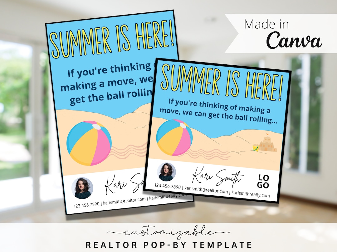 Beach Themed Pop-by Tags, EDITABLE TEMPLATE, Realtor, Referral, Real ...