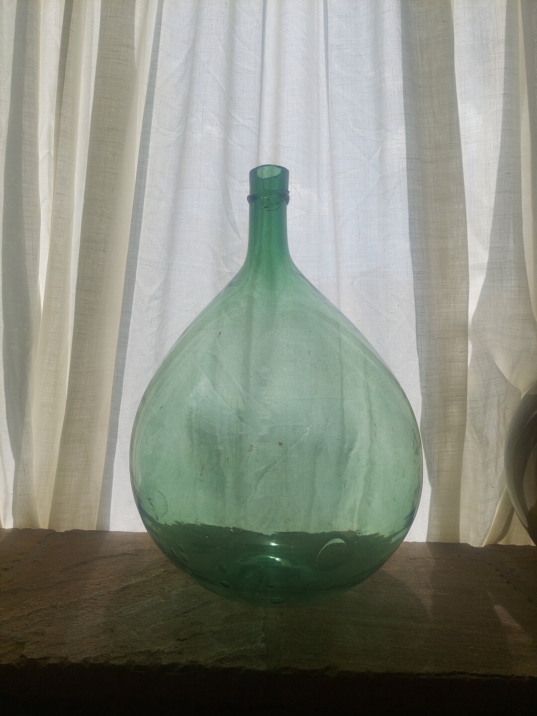 Antique Light Green Demijohn. Unique Shaped Large Size Ca. 54 Liter ...