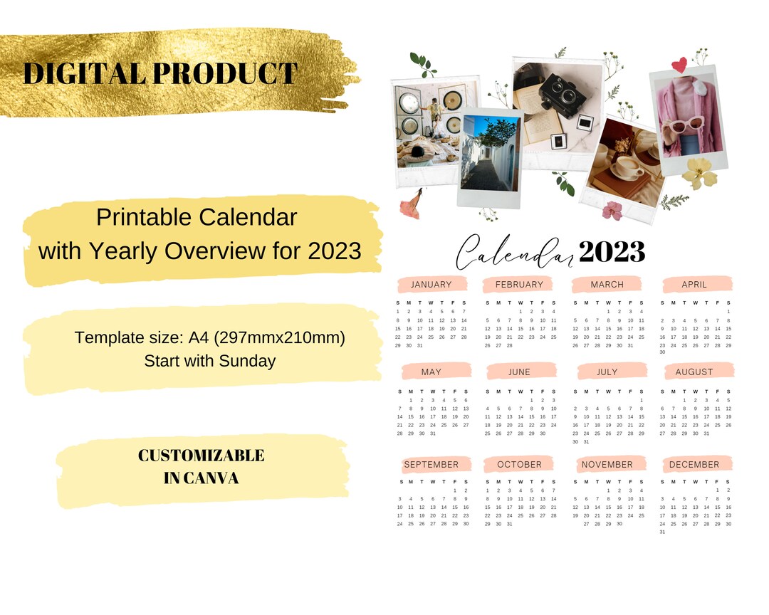 Digital Calendar 2023| Simple Aesthetic Calendar| Printable Calendar ...
