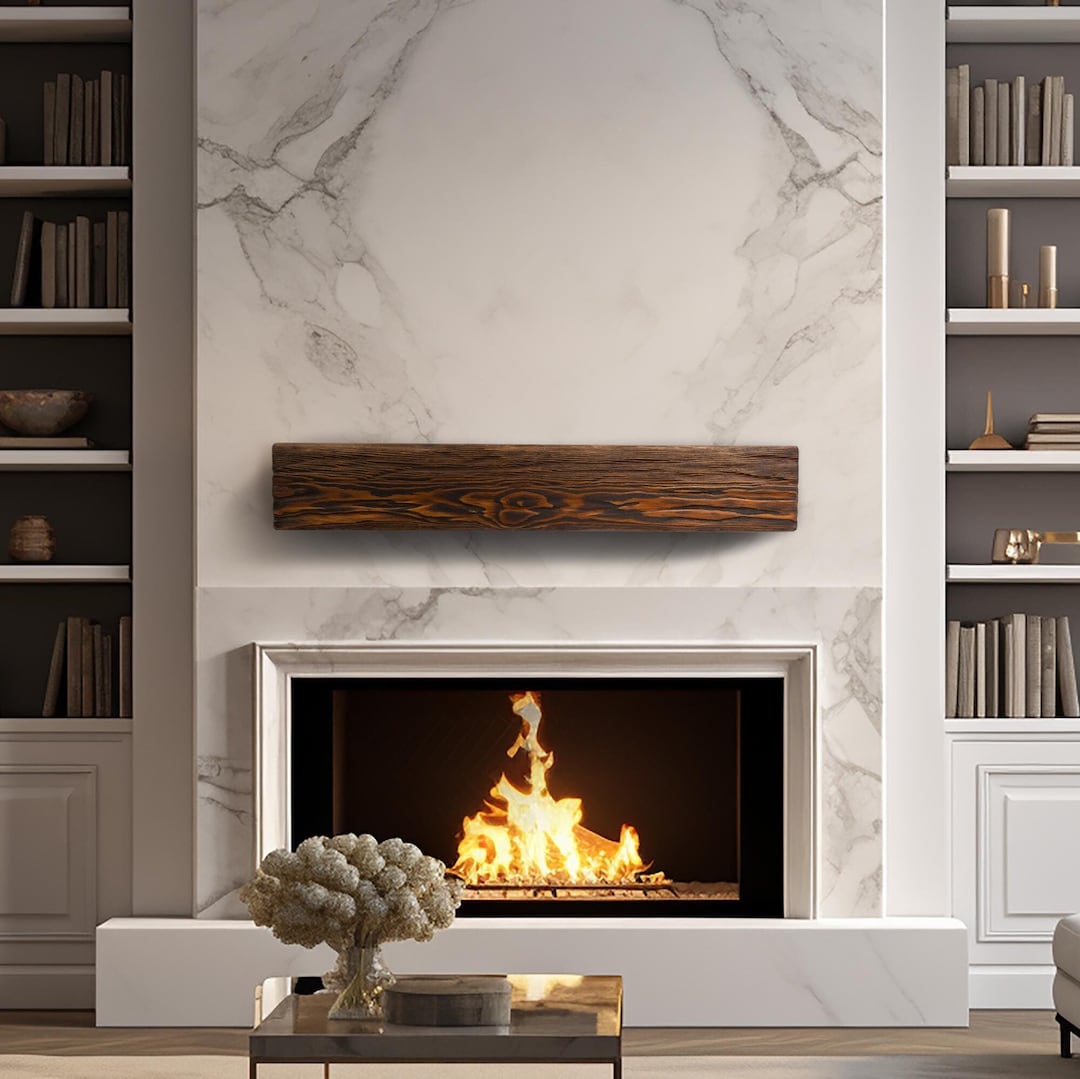 Modern Fireplace Mantel, Solid Rustic Pinewood Floating Shelf ...