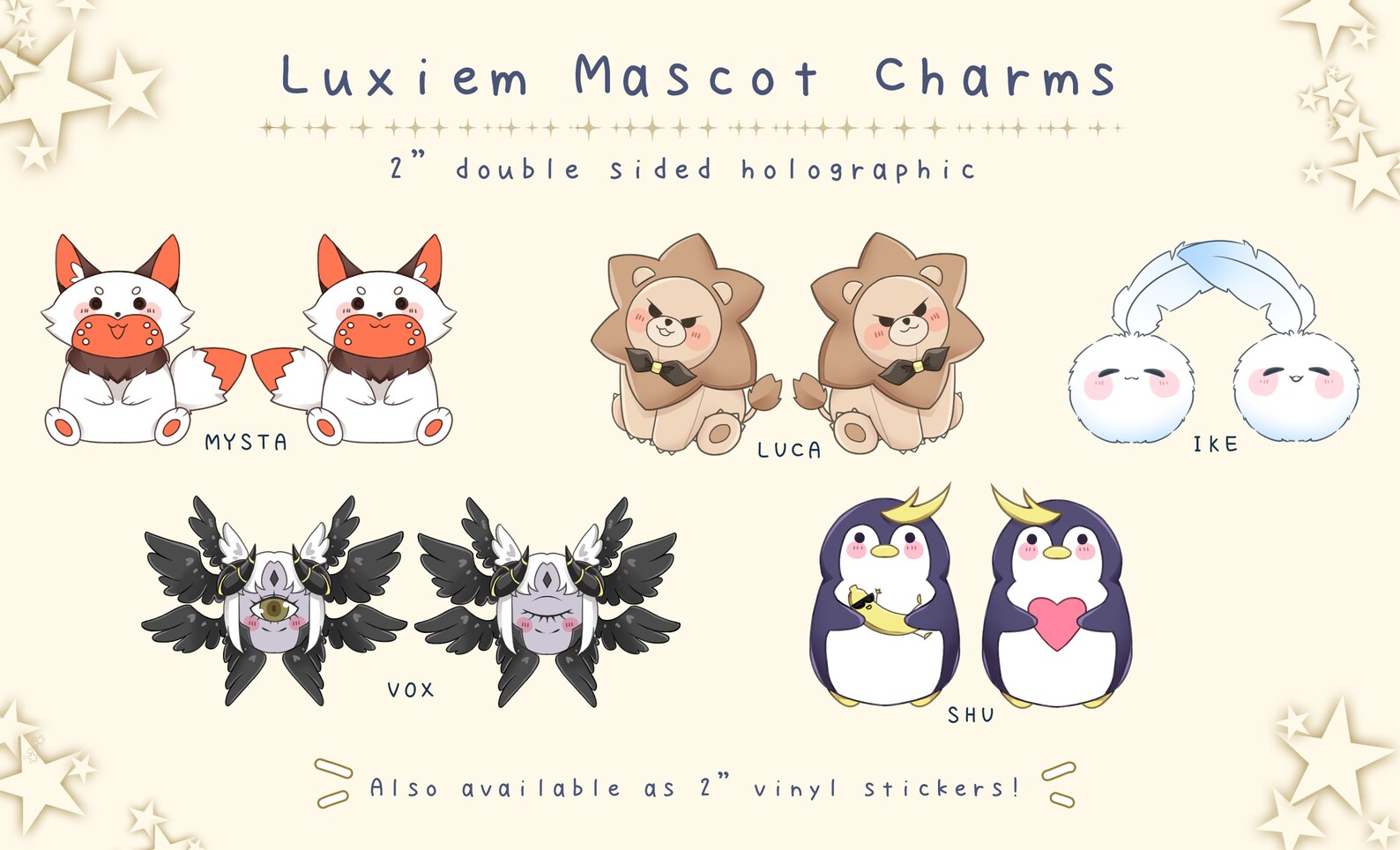 Nijisanji Luxiem Fan Mascot Holographic Star Acrylic Charms - Etsy