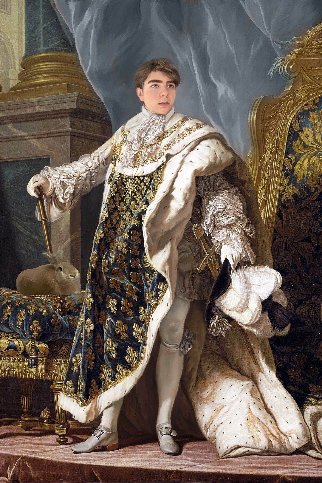 Custom Portrait in Style of Louis XV, Commissioned Renaissance Art ...