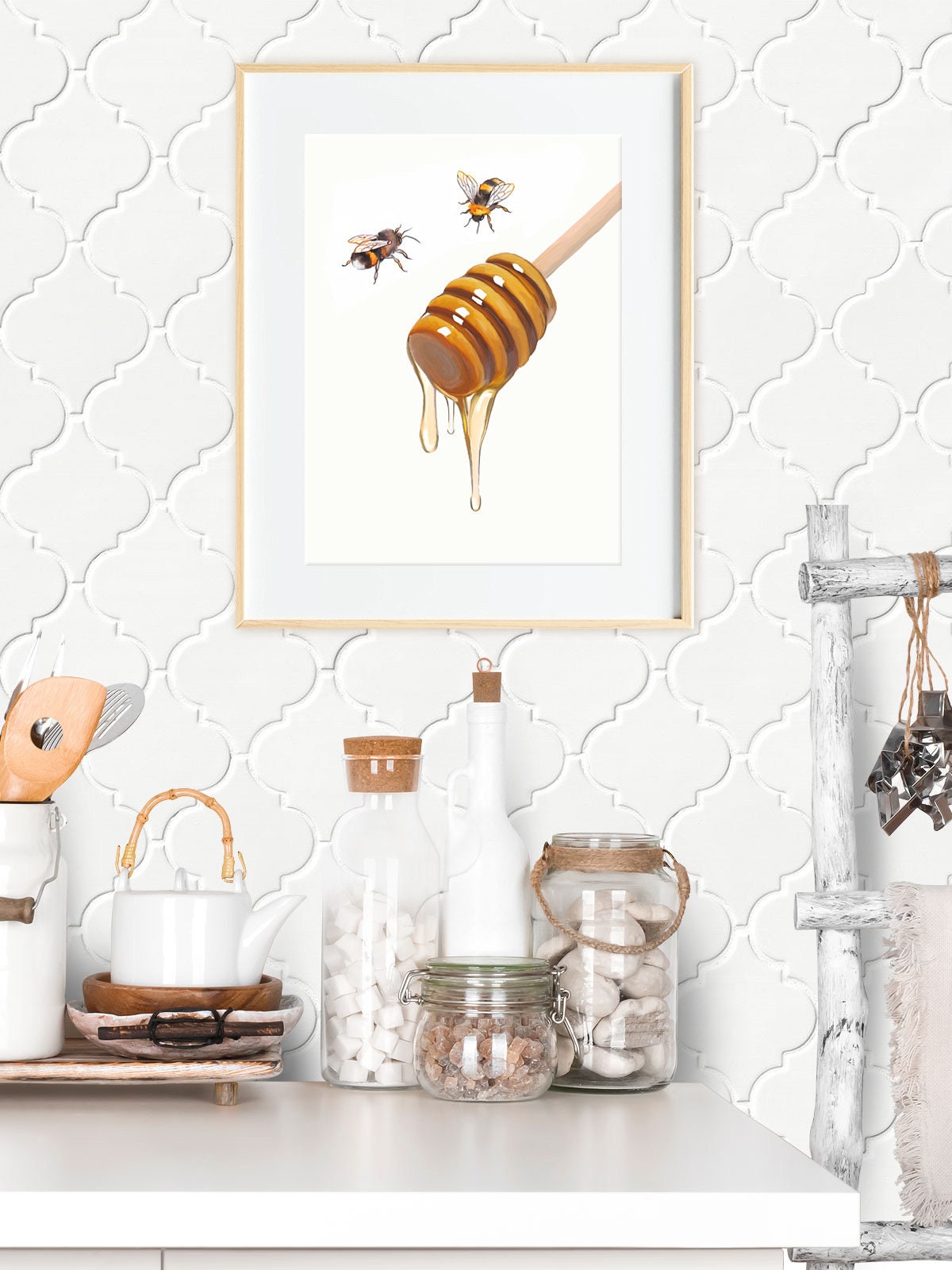 Honeycomb and Bees Art Print Orange Blossom Honey Poster - Etsy