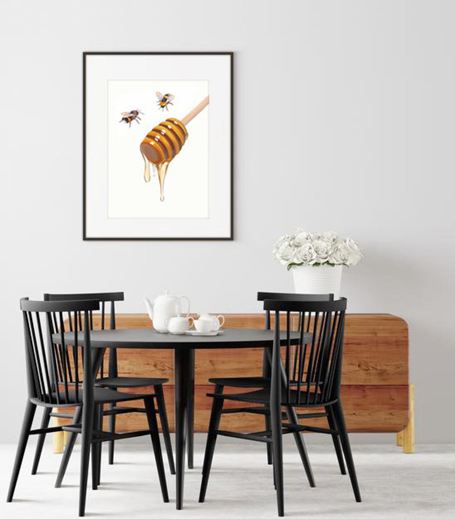 Honeycomb and Bees Art Print Orange Blossom Honey Poster - Etsy