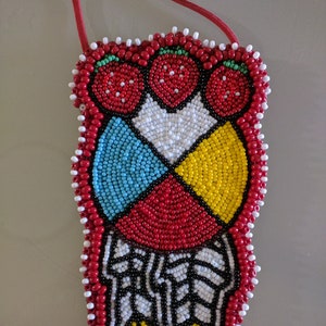 Strawberry Medicine Wheel Medallion Necklace: Beaded Native-made ...