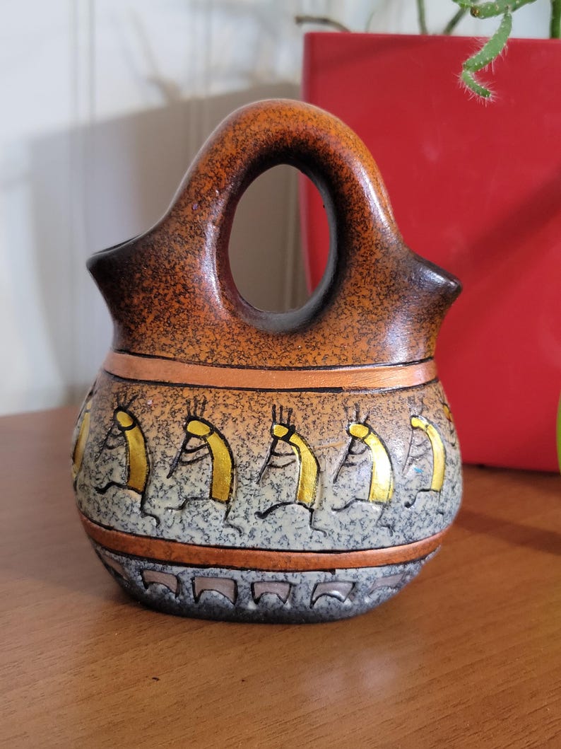VTG Navajo Native American Wedding Vase Featuring Kokopilli Deity ...