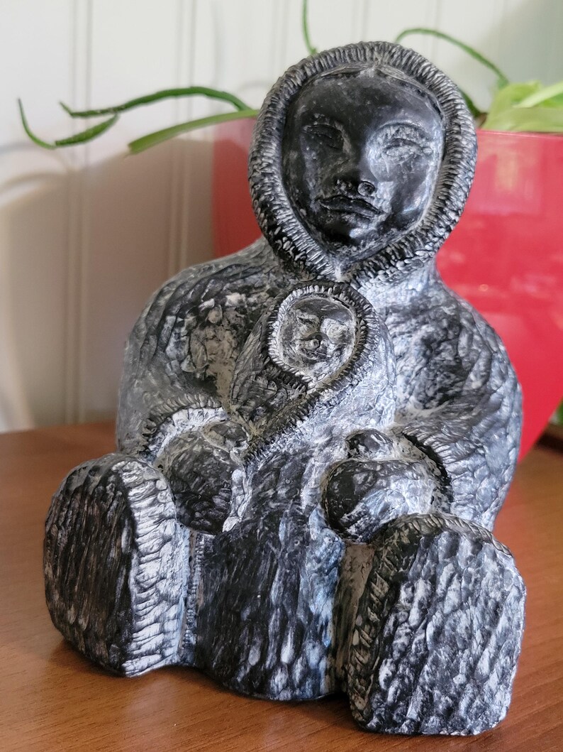 Rare Vintage Sculpture Inuit Mother & Child: Canadian Made, Nuvuk - Etsy