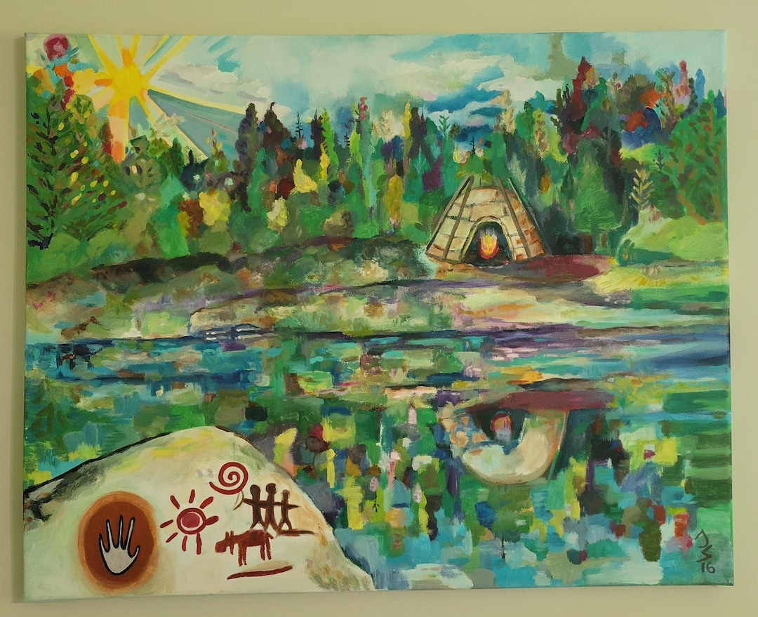 Anishinaabe Cultural Painting "miigwetch Gitche Manido", Award Winning ...