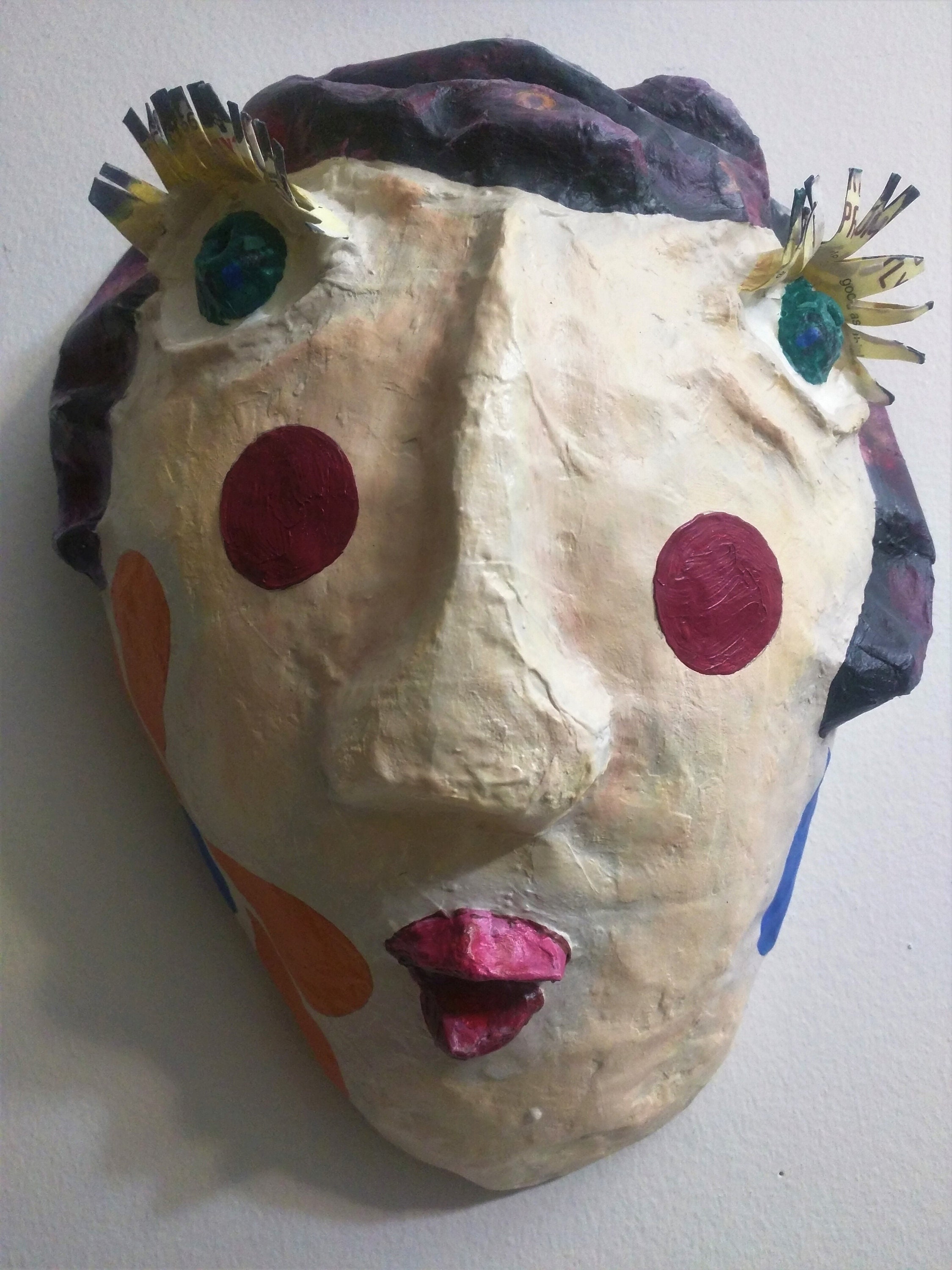 Paper-mâché Sculpture, 3-D Folk Art, big Curl, Handmade Wall Mount ...