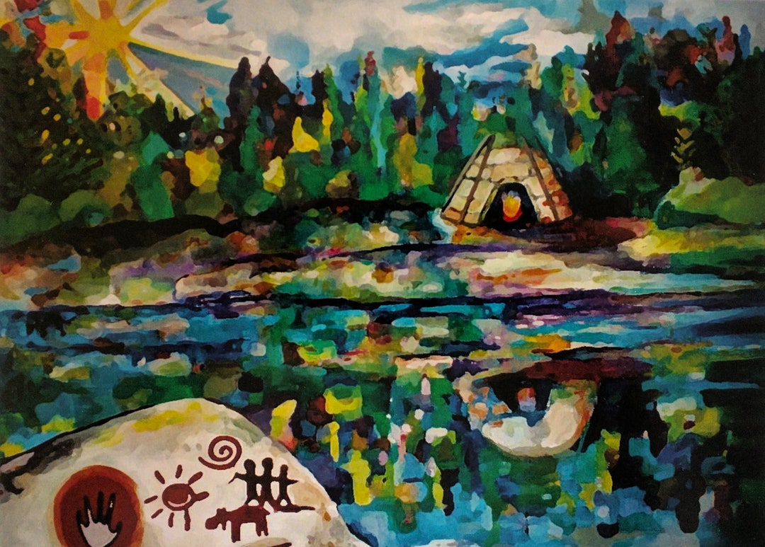 Ojibway Camp Art Print: Anishinaabe Culture, Canadian Indigenous Art - Etsy