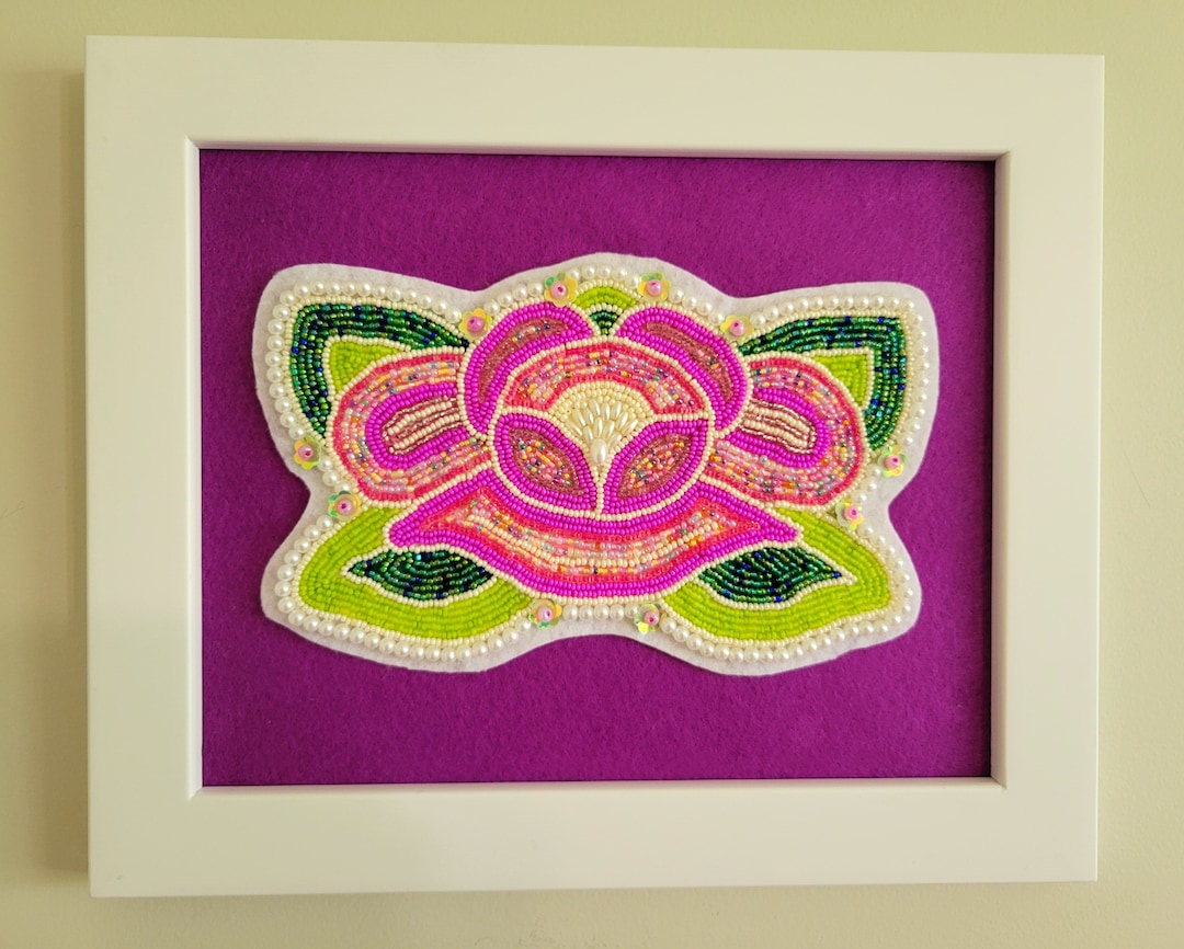 METIS Floral Beadwork in Decorative Frame, Handcrafted Heirloom ...